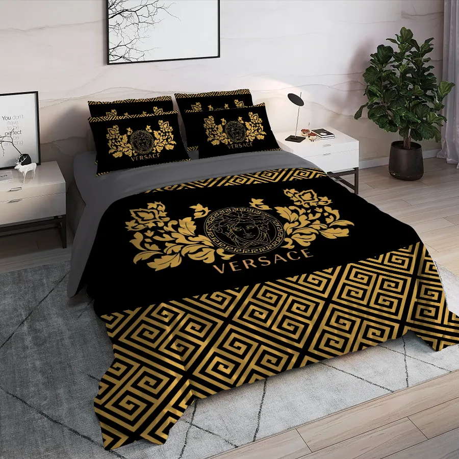 versace medusa pattern luxury brand high end premium bedding set home decor