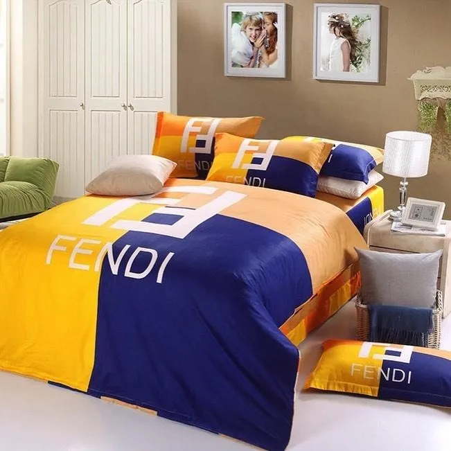 fendi logo luxury brand high-end bedding set home decor