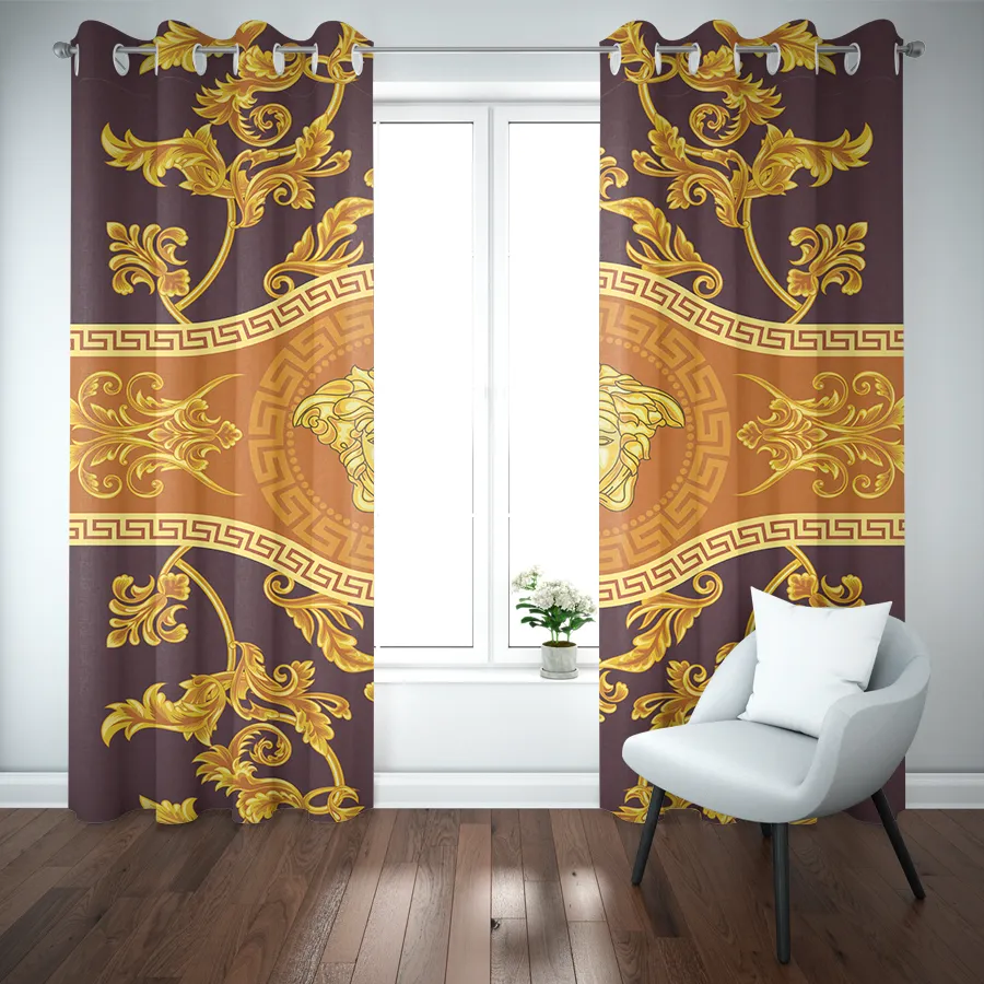 versace golden luxury fashion window curtain home decor