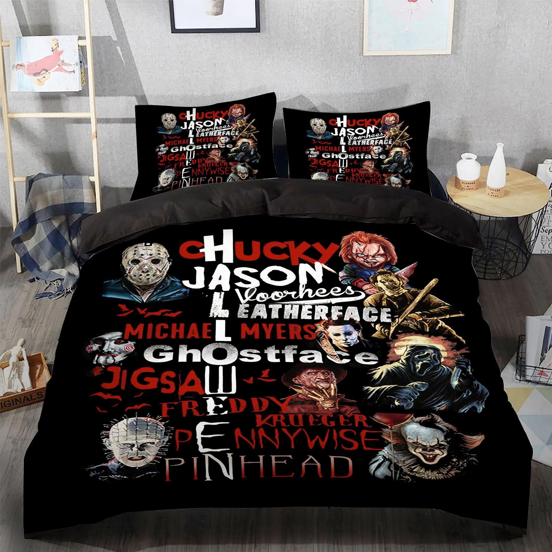 Famous horror movie quotes bedding set- chucky- pennywise ghostface ...