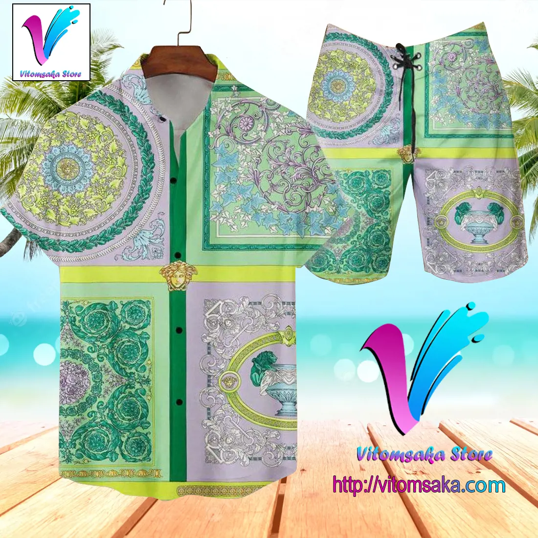 Vesace pattern luxury hawaiian shirt and short sets (8)