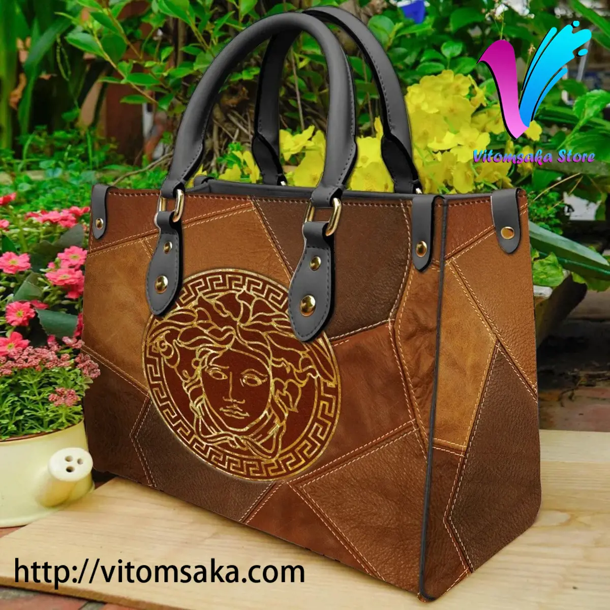 Gianni versace brown luxury brand women small handbag for beauty