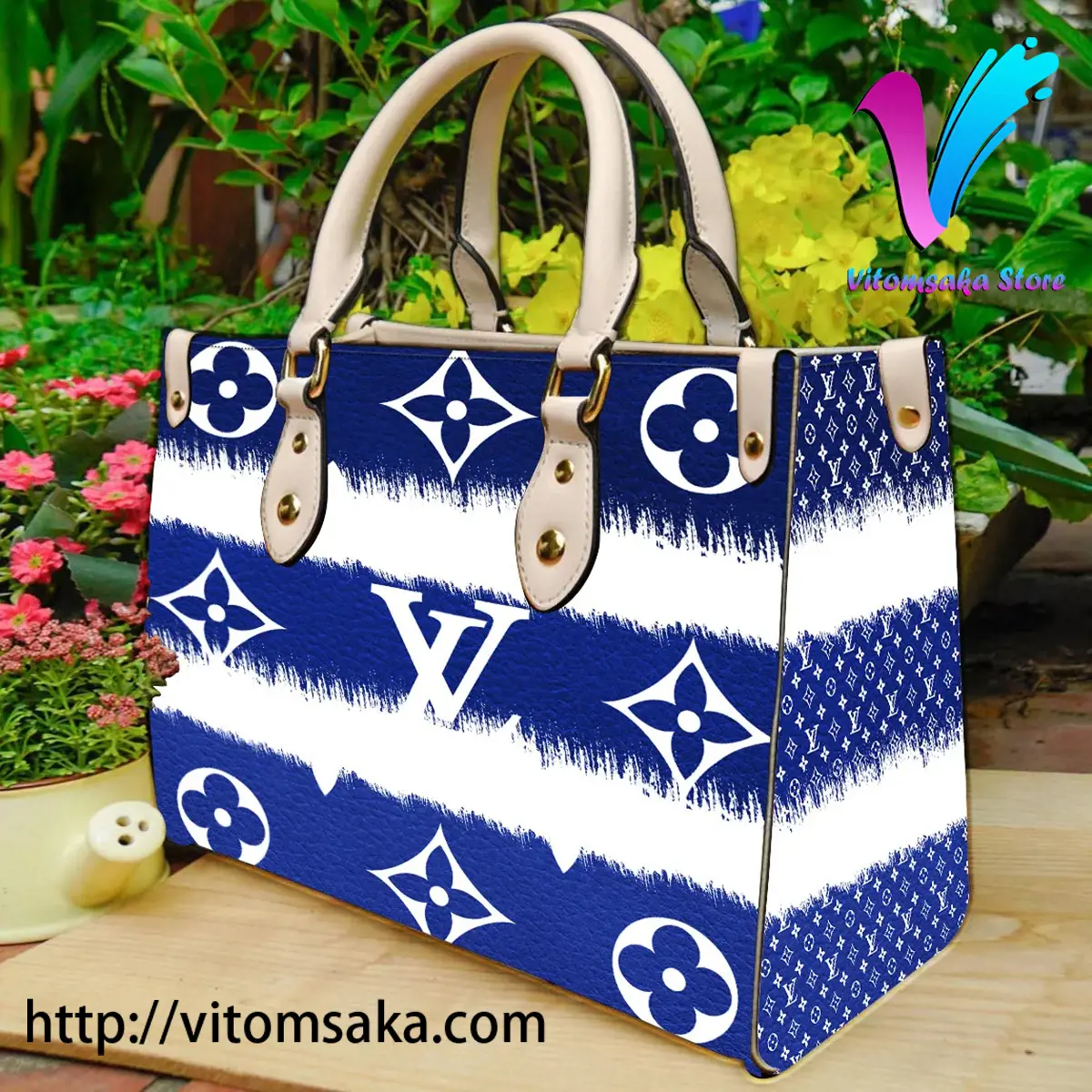 Louis vuitton white blue premium women small handbag luxury brand for ...