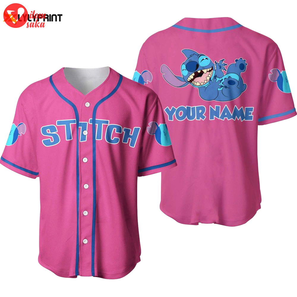 Funny stitch blue pink | disney baseball jersey personalized