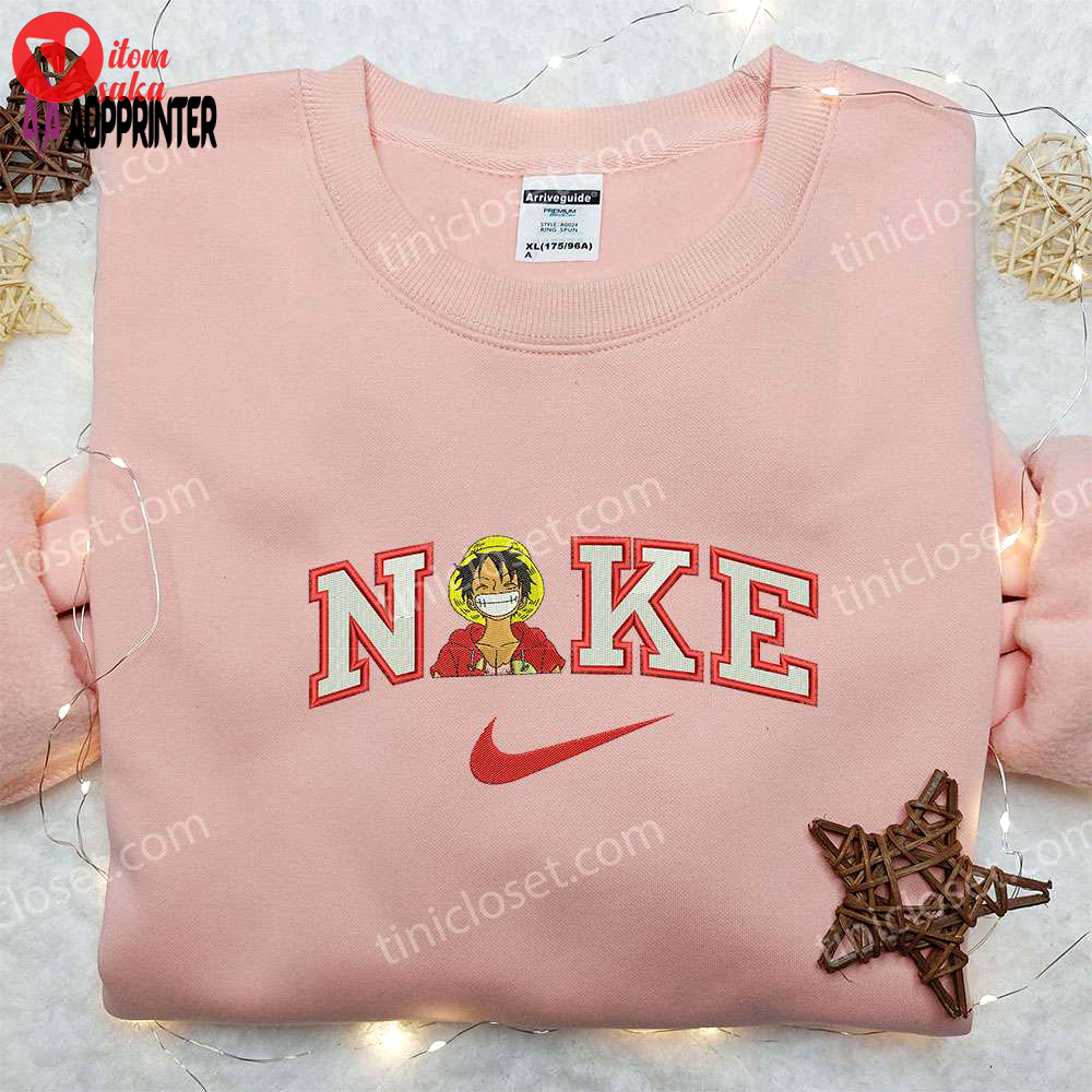 Laughing luffy x nike embroidered shirt – one piece custom design