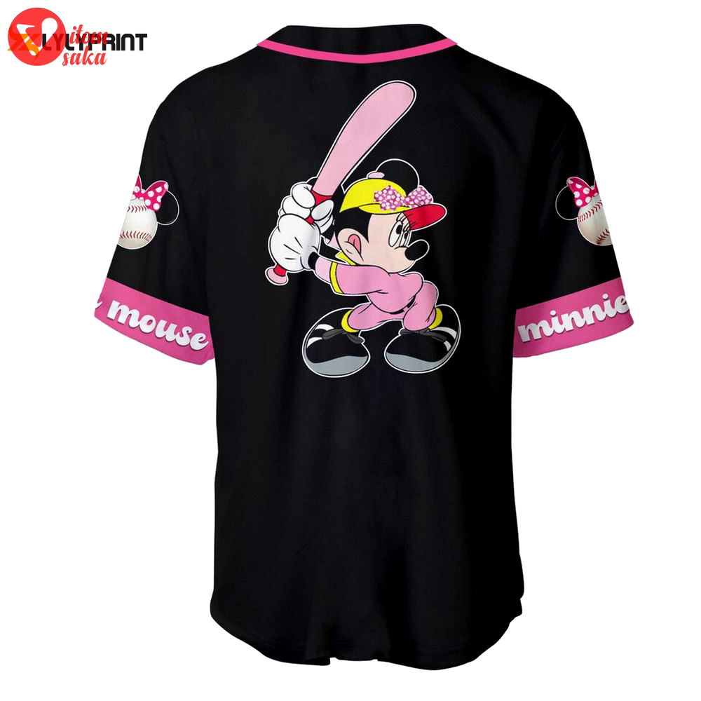Minnie mouse pink black disney custom baseball jersey