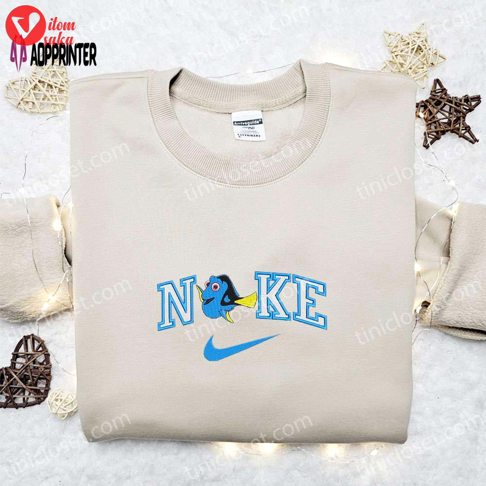 Nike x dory embroidered t-shirt: finding nemo disney design custom nike tee