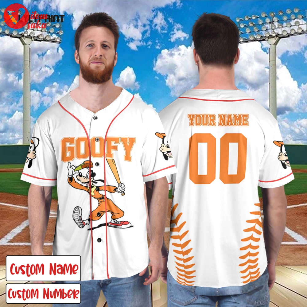 Personalized disney goofy baseball jersey shirt, custom goofy baseball ...