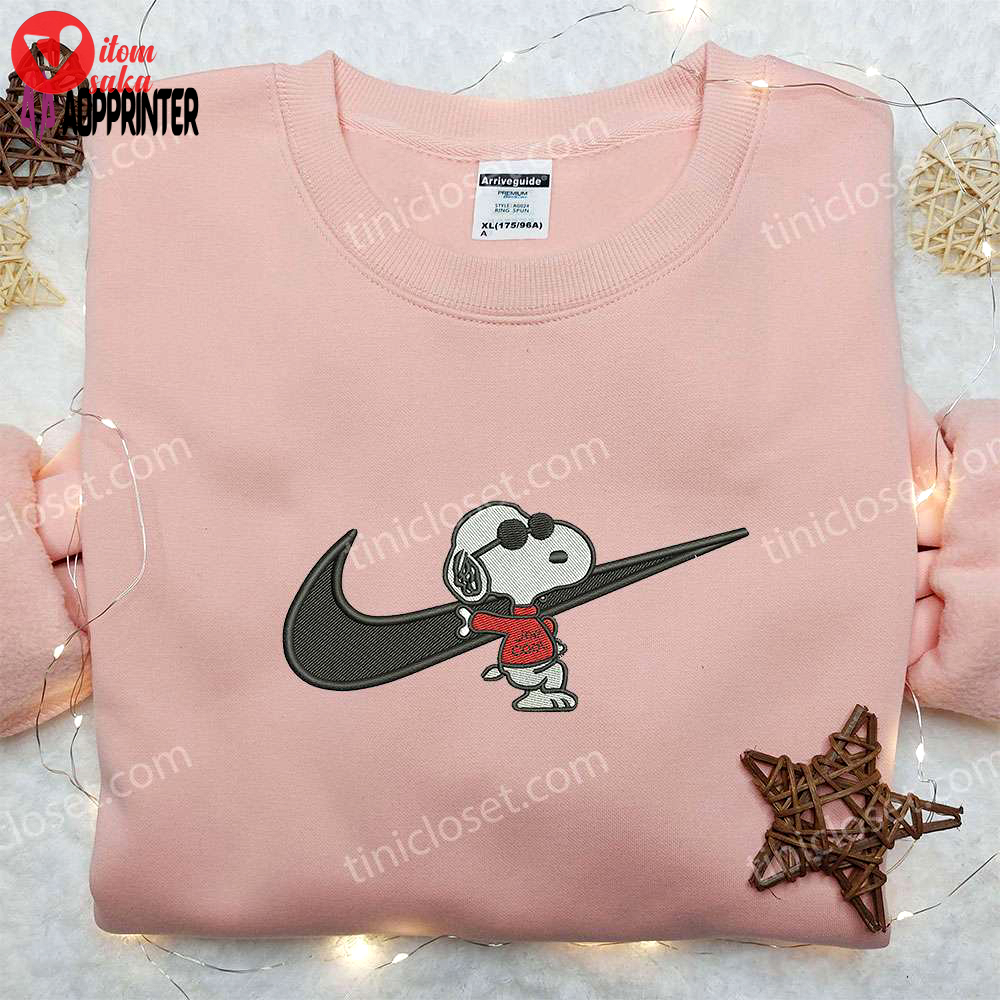 Snoopy x nike swoosh embroidered sweatshirt & peanuts cartoon shirt ...