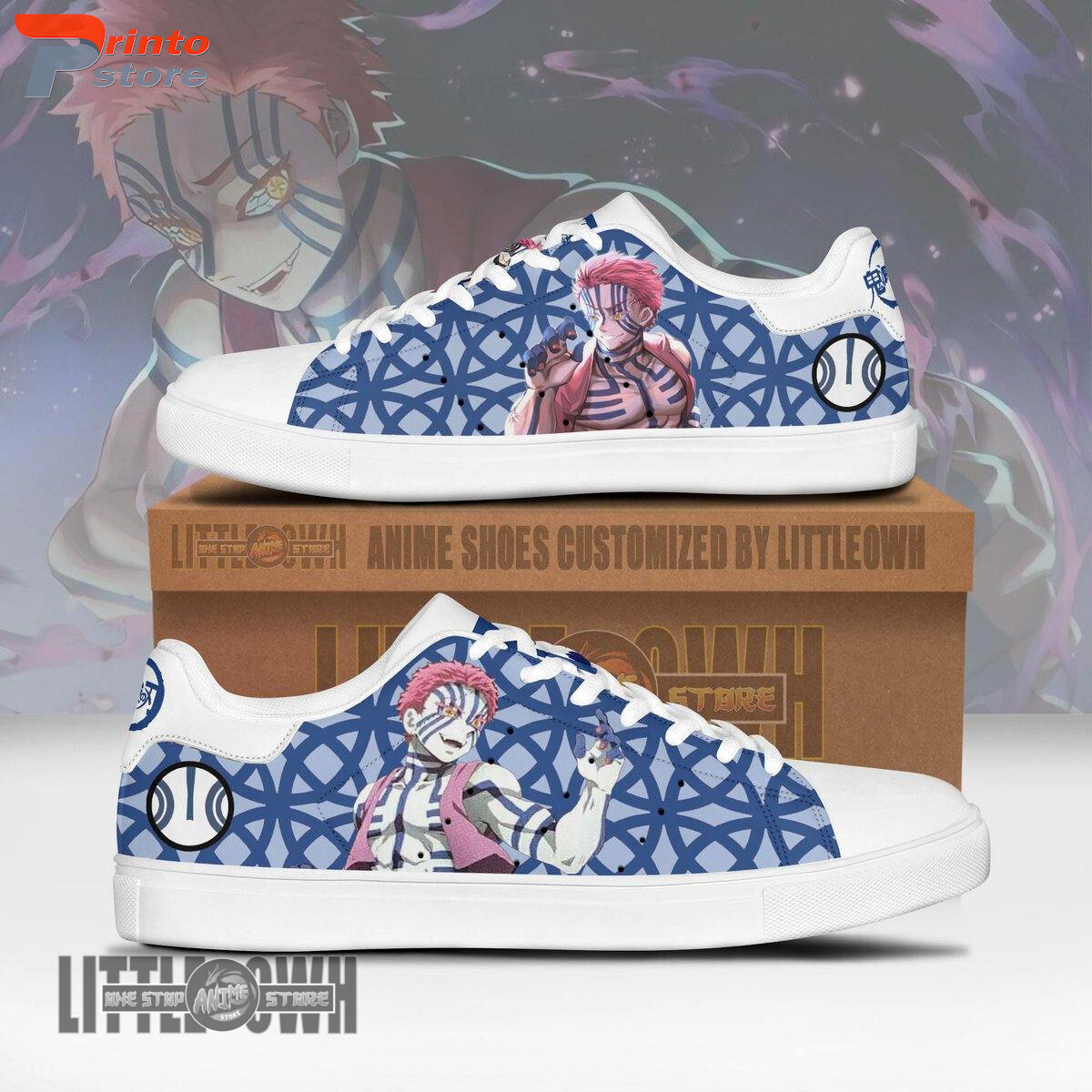 Akaza skateboard shoes custom demon slayer anime sneakers l-sikame