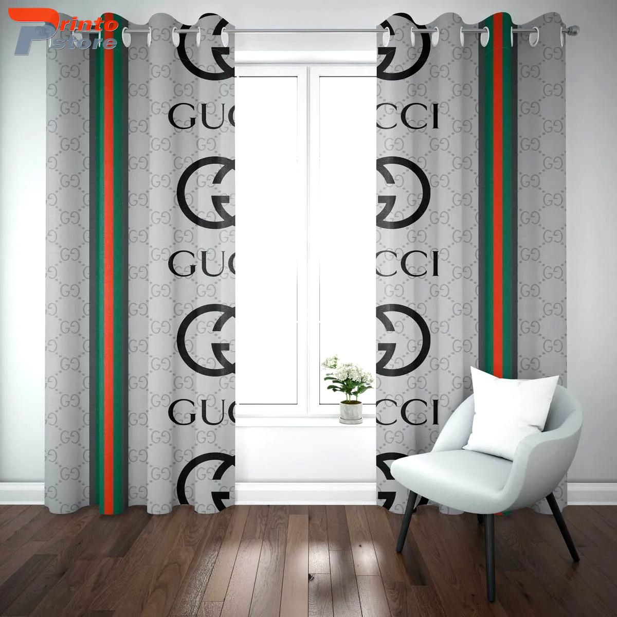 Gucci logo luxury fashion window curtain home decor