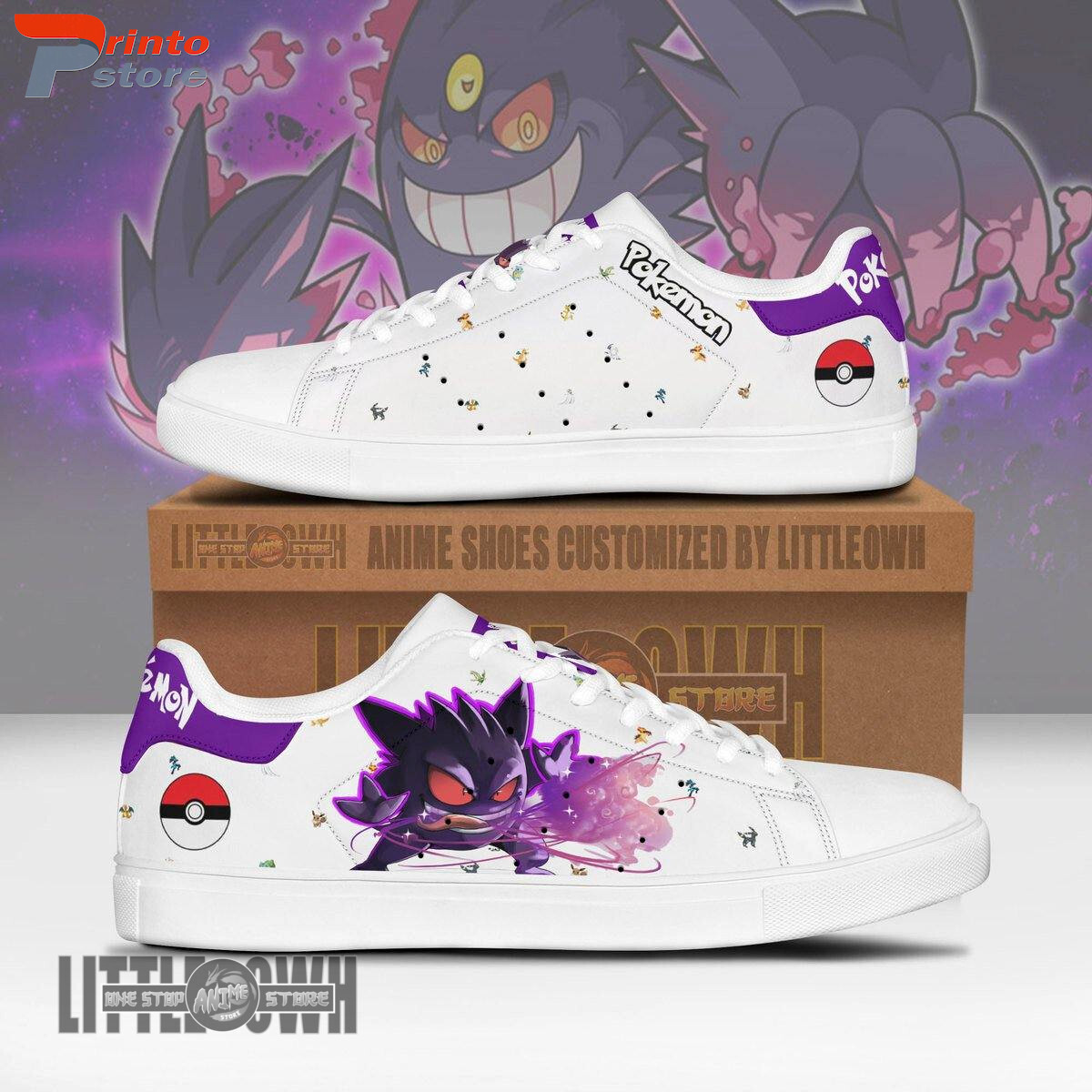 Pokemon gengar skateboard shoes custom anime sneakers l-sikame