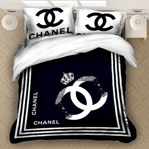 Chanel crown logo new luxury brand bed comforter bedspread duvet cover ...