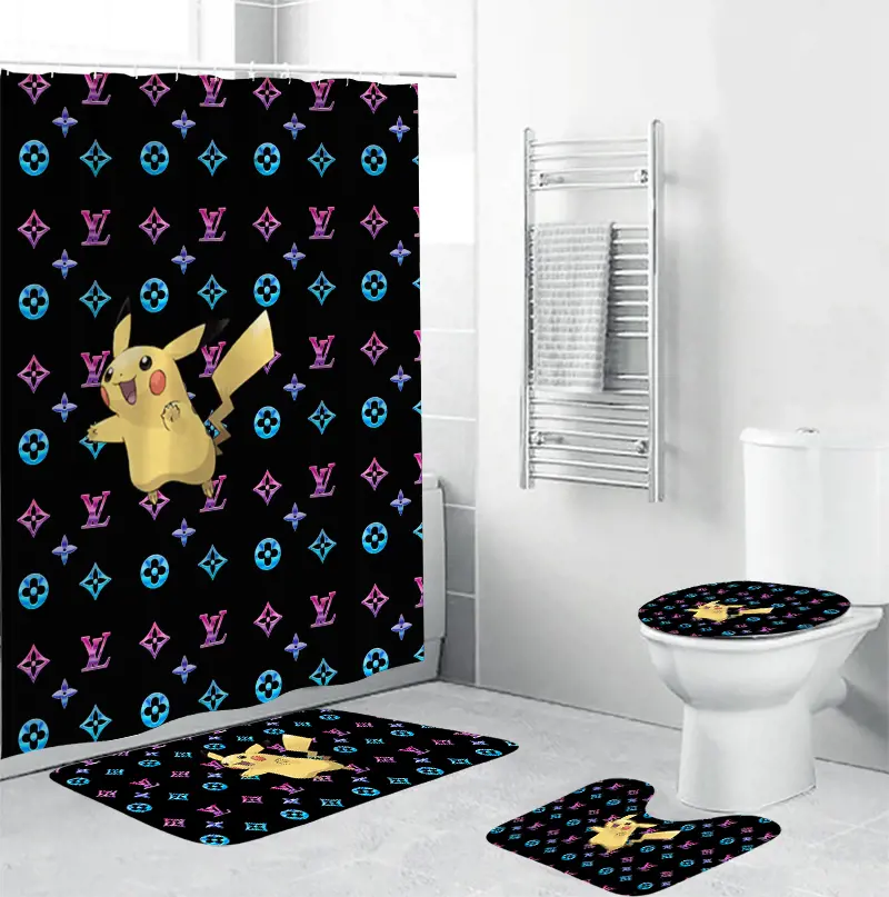 Special luxury bathroom sets pokémon pikachu louis vuitton 3d background
