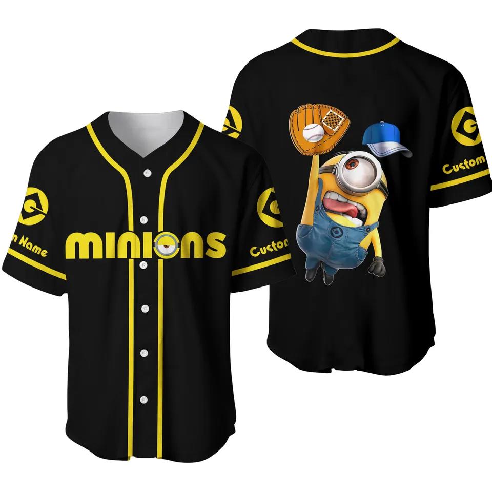 Minions black yellow blue baseball jersey