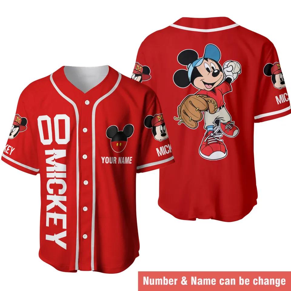 Minnie mouse white red disney baseball jersey shirt