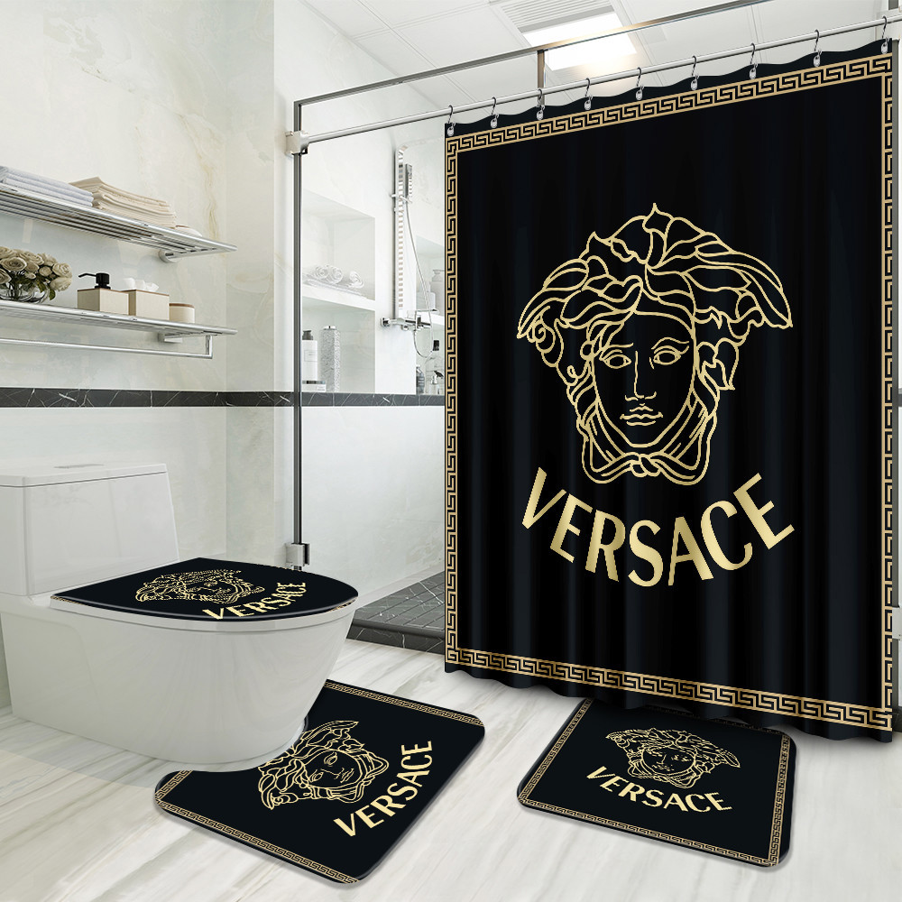 Versace black goden bathroom set hypebeast bath mat home decor luxury ...