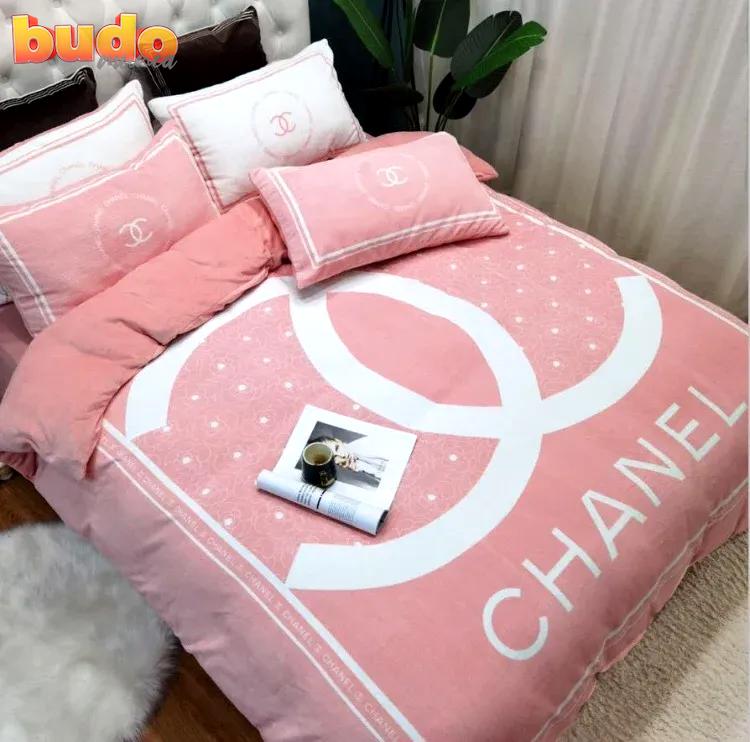 Chanel pinky new hot logo luxury brand high-end bedding set home decor
