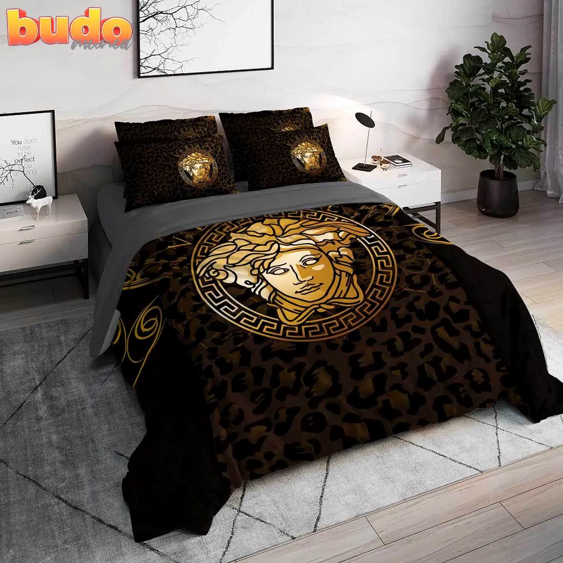 Versace brown medusa luxury brand high end premium bedding set home decor