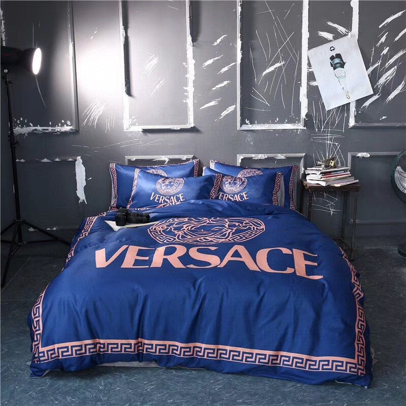 Gianni versace blue luxury brand high-end bedding set duvet cover hot ...