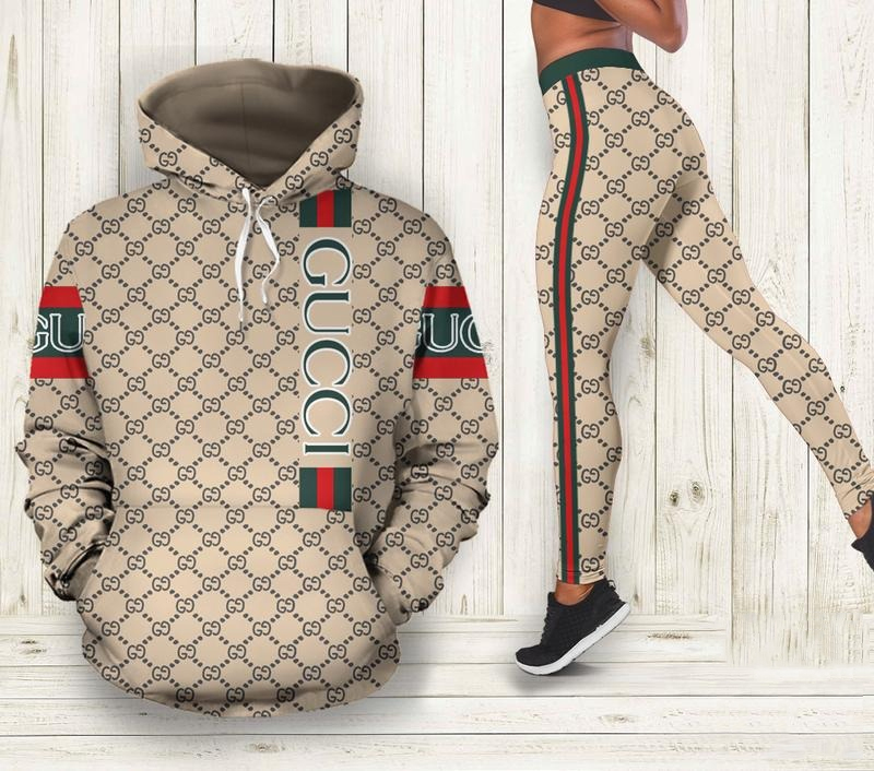Gucci red green stripe all over print hoodie leggings set gucci gift ...