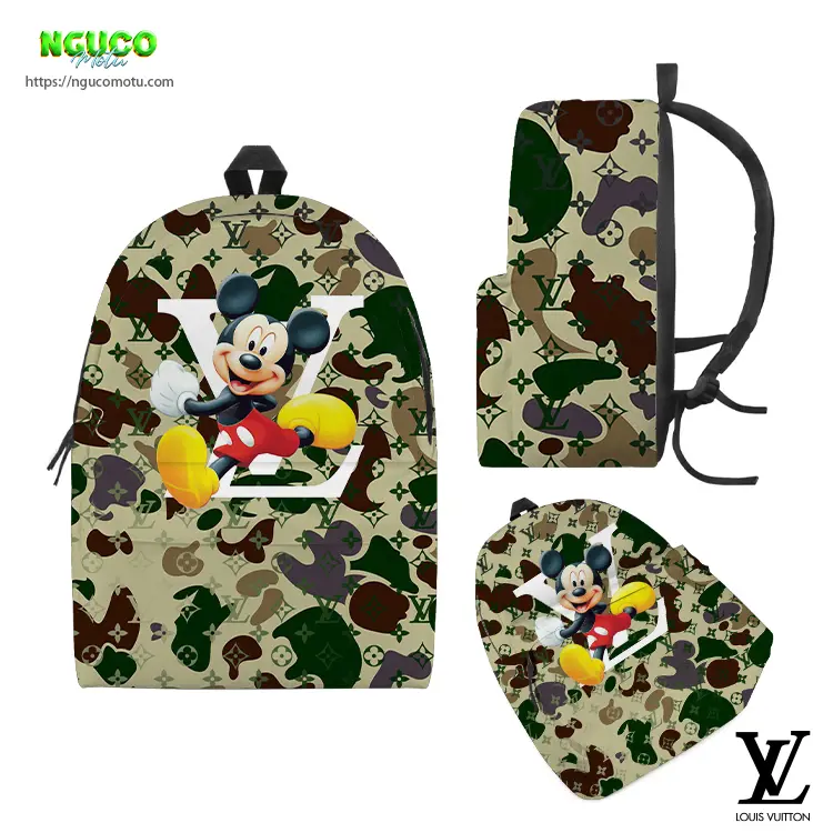 Backpack disney happy mickey mouse and louis vuitton gift unique laptop ...