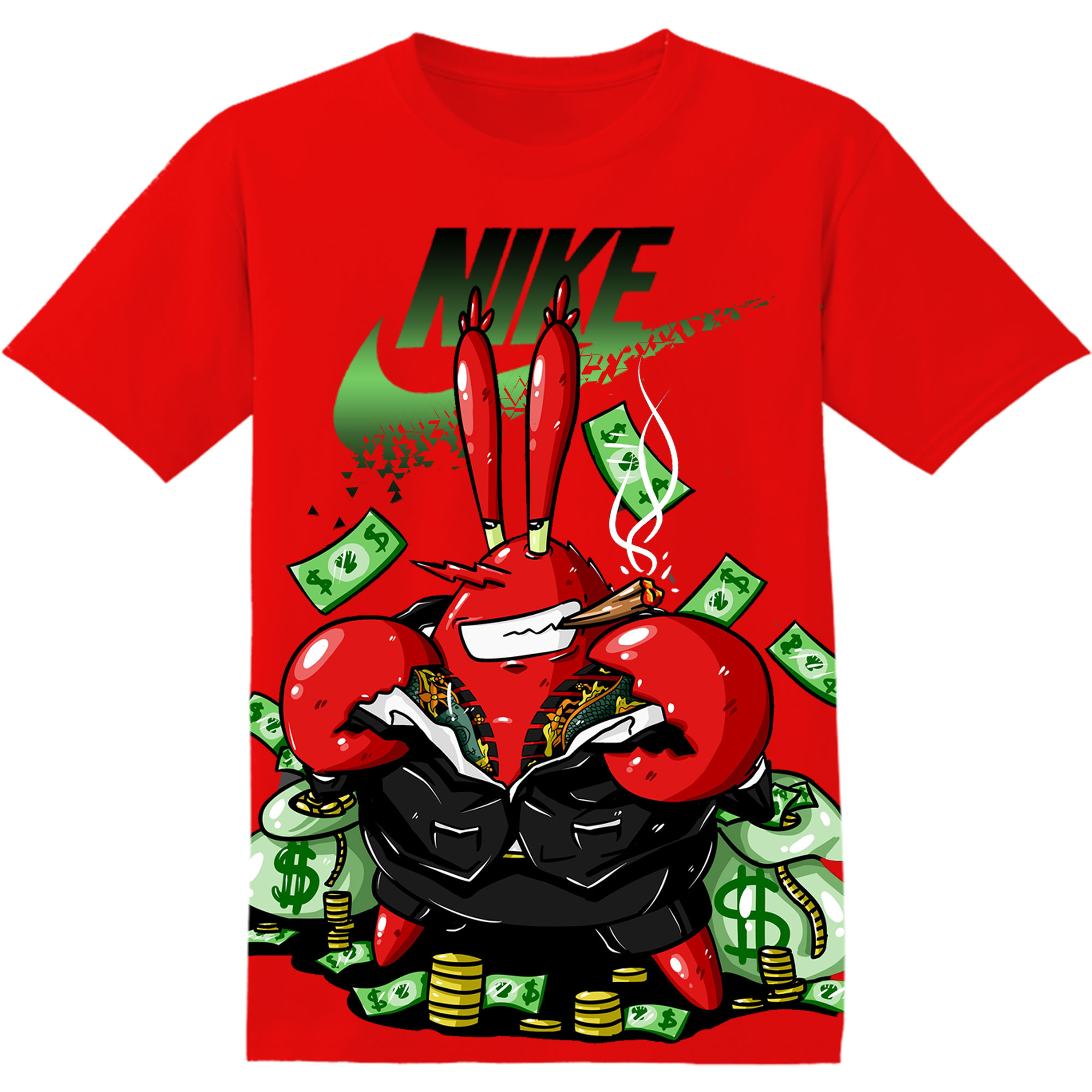Gift for cartoon fan mr krabs spongebob squarepants red unisex tshirt