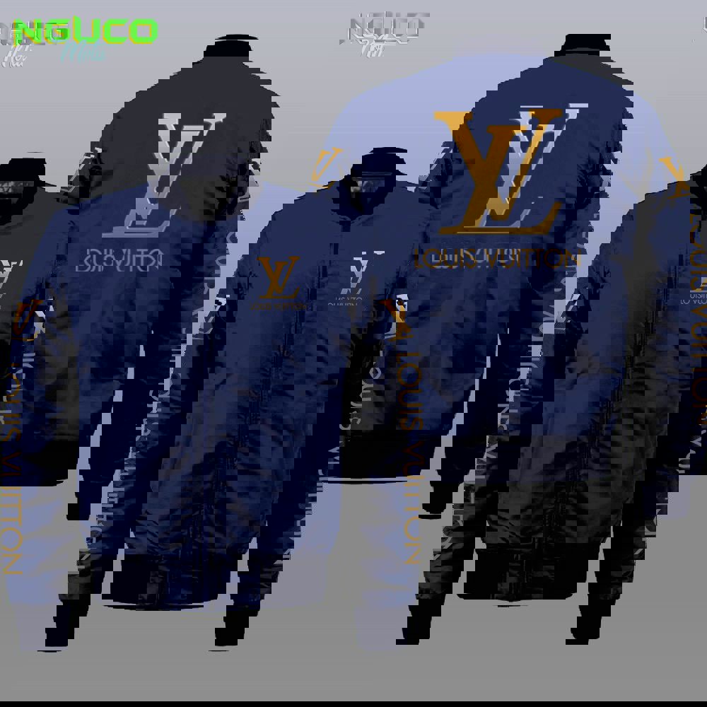 Louis vuitton blue luxury brand premium bomber jacket outfit for men women