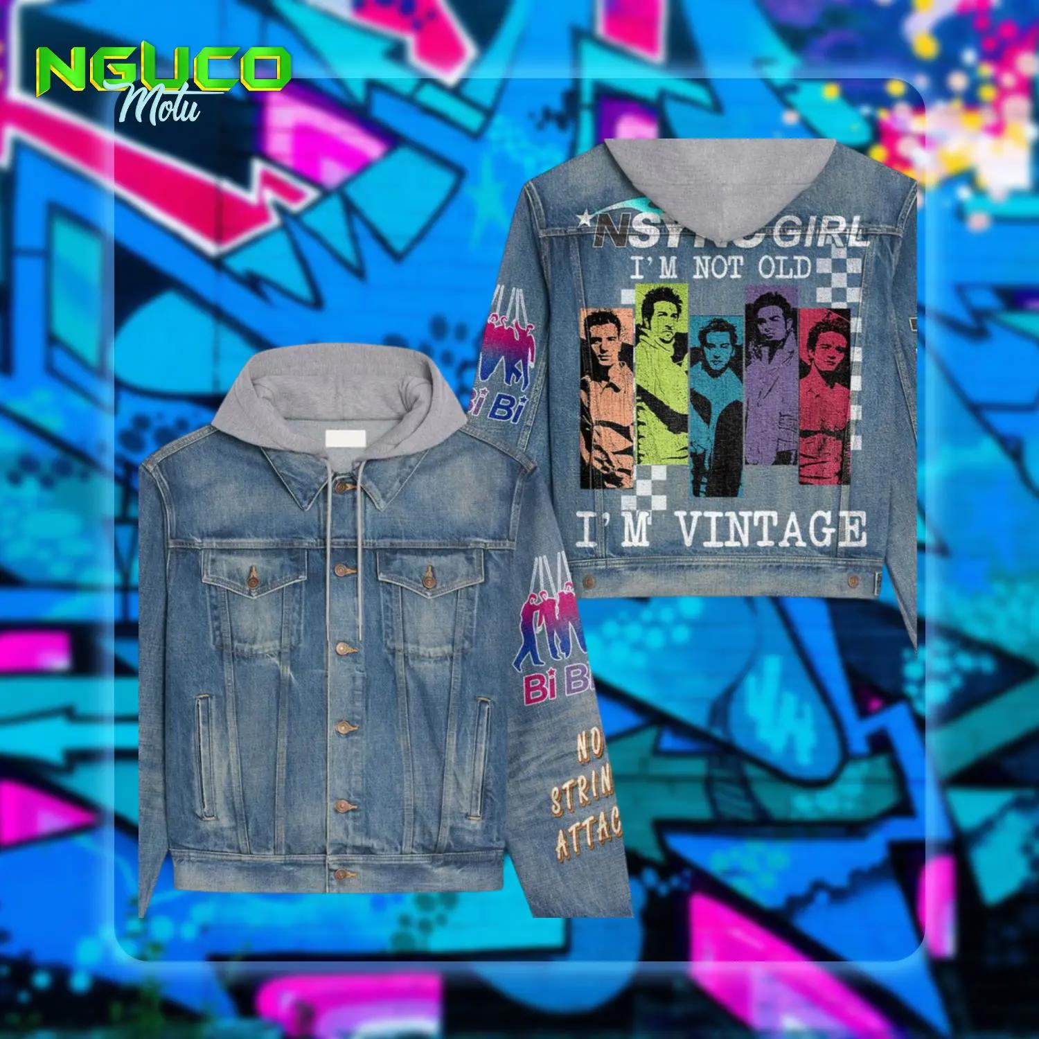 Nsync girl im not old im vintage bi bi hooded denim jacket